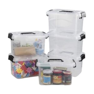 leendines 6 quart small clear storage box, 6 packs small plastic storage tote boxes