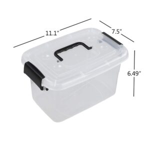 Leendines 6 Quart Small Clear Storage Box, 6 Packs Small Plastic Storage Tote Boxes