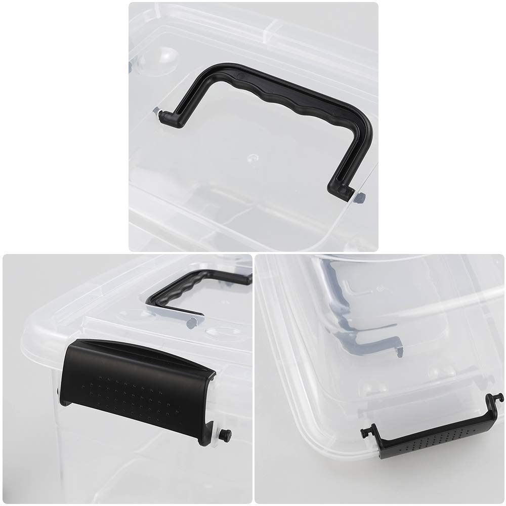 Leendines 6 Quart Small Clear Storage Box, 6 Packs Small Plastic Storage Tote Boxes