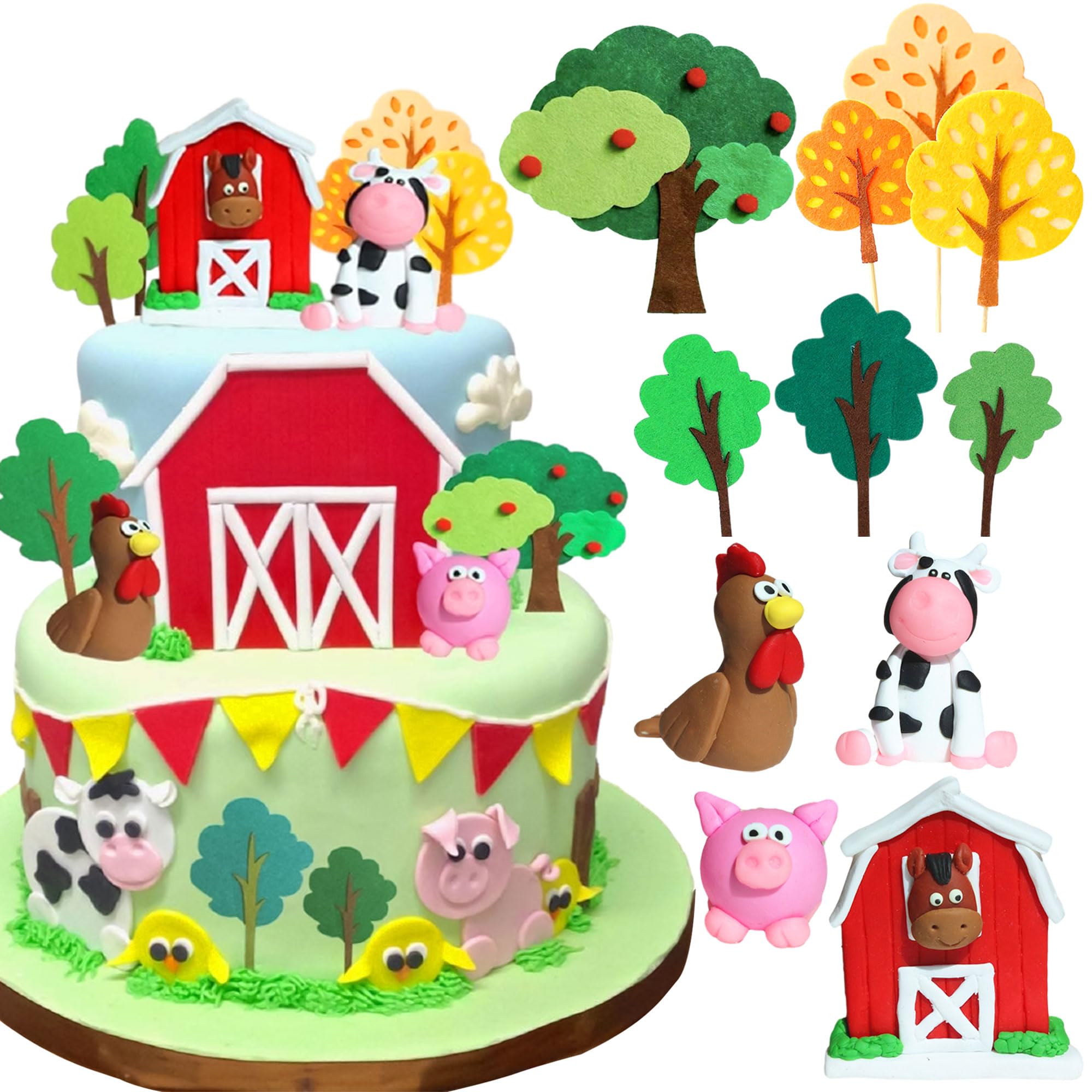 JeVenis Farm Animal Cake Decoration Farm Animal Birthday Cake Topper Cow Cake Decoration for Farm Animal Baby Shower Birthday Party Decorations