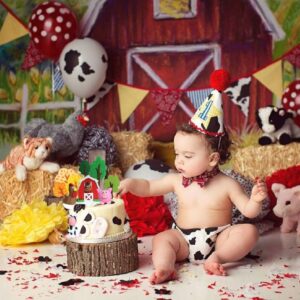 JeVenis Farm Animal Cake Decoration Farm Animal Birthday Cake Topper Cow Cake Decoration for Farm Animal Baby Shower Birthday Party Decorations