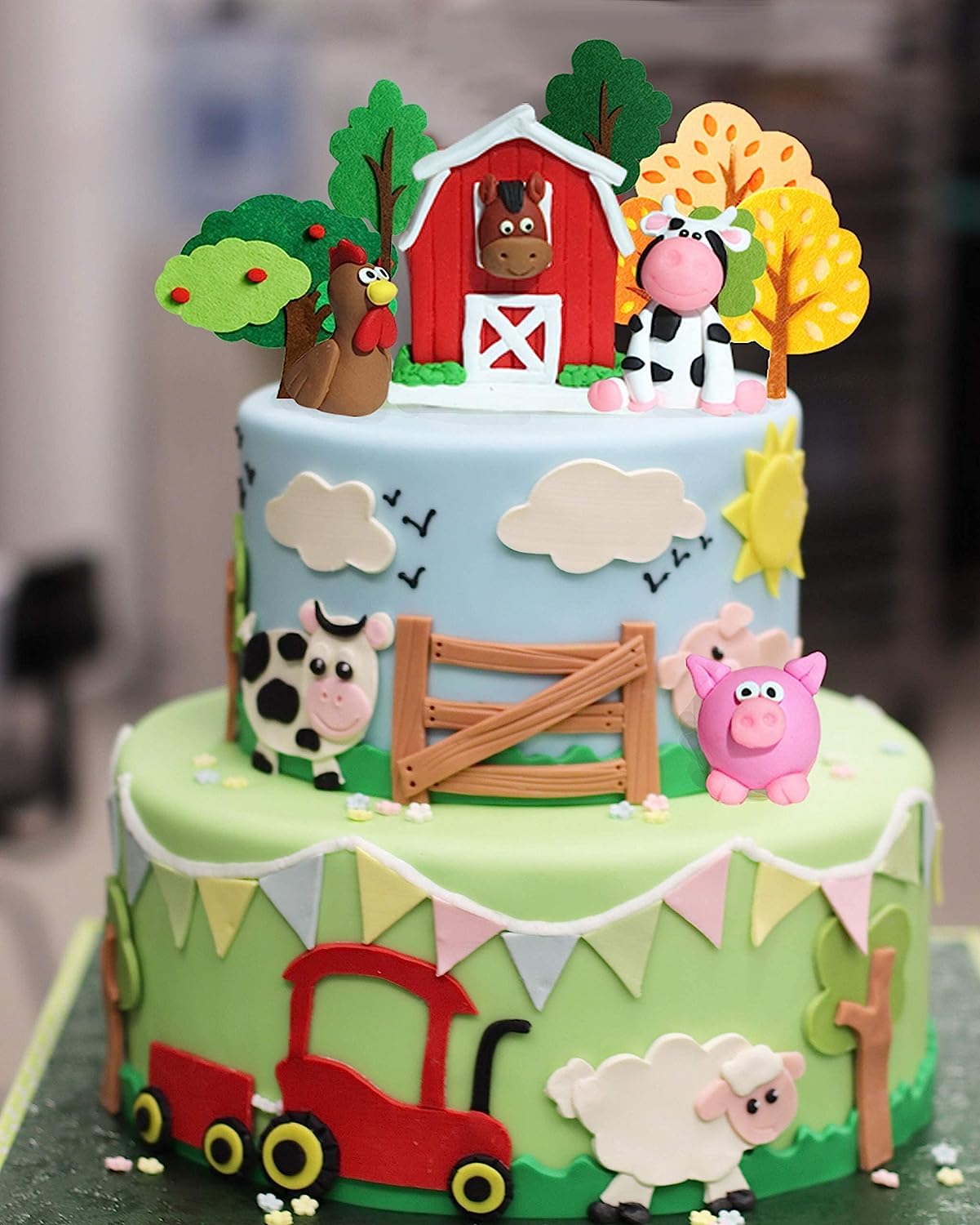 JeVenis Farm Animal Cake Decoration Farm Animal Birthday Cake Topper Cow Cake Decoration for Farm Animal Baby Shower Birthday Party Decorations