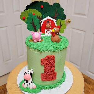 JeVenis Farm Animal Cake Decoration Farm Animal Birthday Cake Topper Cow Cake Decoration for Farm Animal Baby Shower Birthday Party Decorations