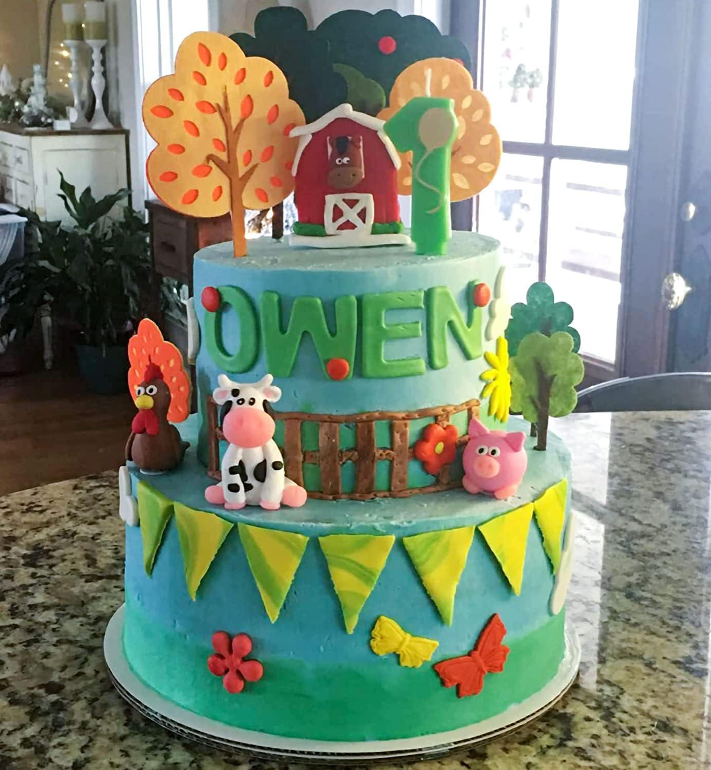 JeVenis Farm Animal Cake Decoration Farm Animal Birthday Cake Topper Cow Cake Decoration for Farm Animal Baby Shower Birthday Party Decorations