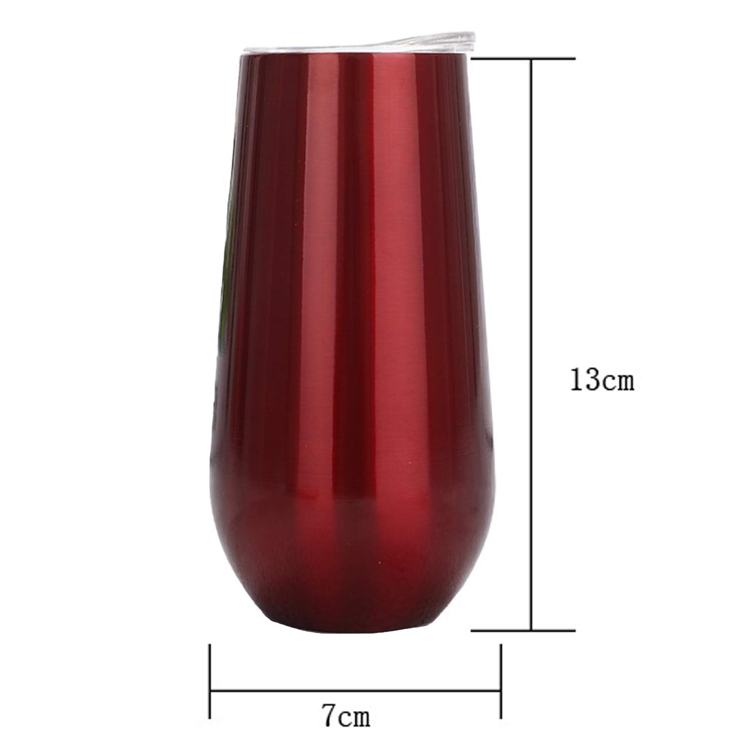 N/C Metallic Champagne Flut,Wine Tumbler With Splash-proof Lid - Made With Vacuum Insulated Stainless Steel , Unbreakable Toasting Glasses (Red)