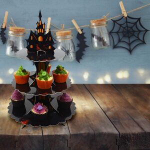 Halloween Supplies 3 Tier Cupcake Stand Cardboard Cake Stand Tower Party Decorations Gothic Party Supplies