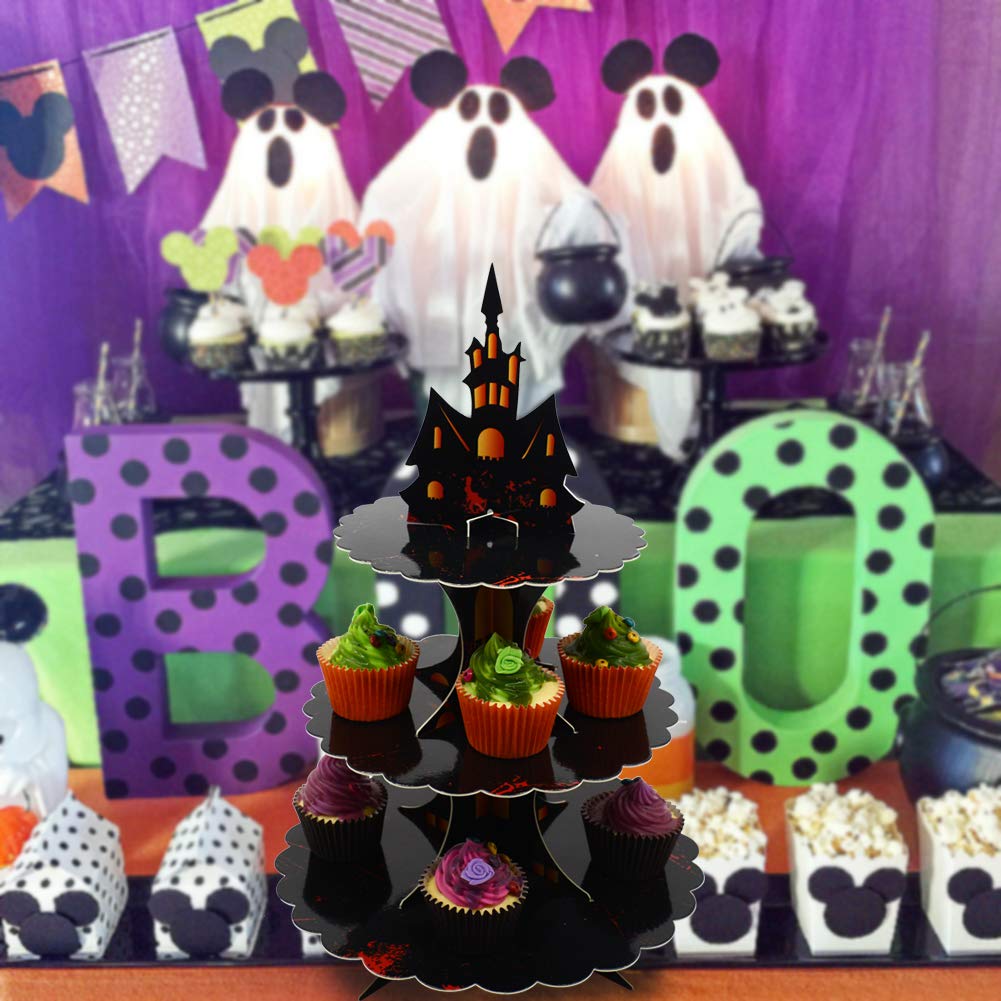 Halloween Supplies 3 Tier Cupcake Stand Cardboard Cake Stand Tower Party Decorations Gothic Party Supplies