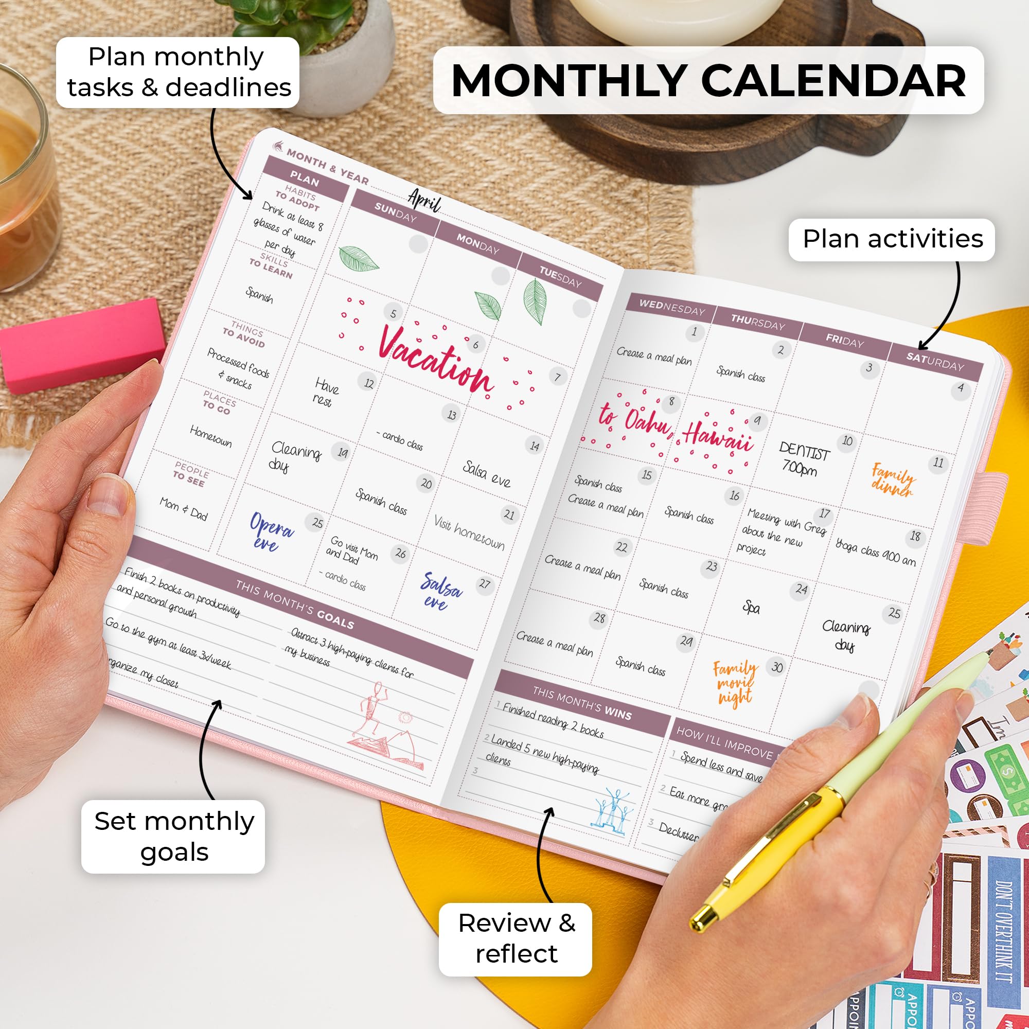 Clever Fox Planner 2nd Edition – Colorful Weekly & Monthly Goal Planner, Time Management & Productivity Organizer, Undated, A5 (Rose Gold)