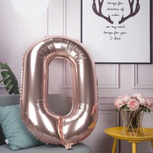 60 Number Balloons Rose Gold Big Giant Jumbo Number 60 Foil Mylar Balloons for 60th Birthday Party Supplies 60 Anniversary Events Decorations