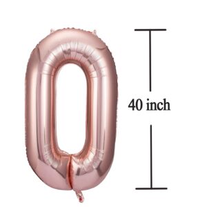 60 Number Balloons Rose Gold Big Giant Jumbo Number 60 Foil Mylar Balloons for 60th Birthday Party Supplies 60 Anniversary Events Decorations