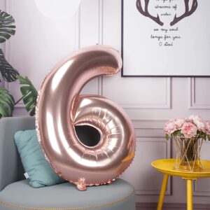 60 Number Balloons Rose Gold Big Giant Jumbo Number 60 Foil Mylar Balloons for 60th Birthday Party Supplies 60 Anniversary Events Decorations