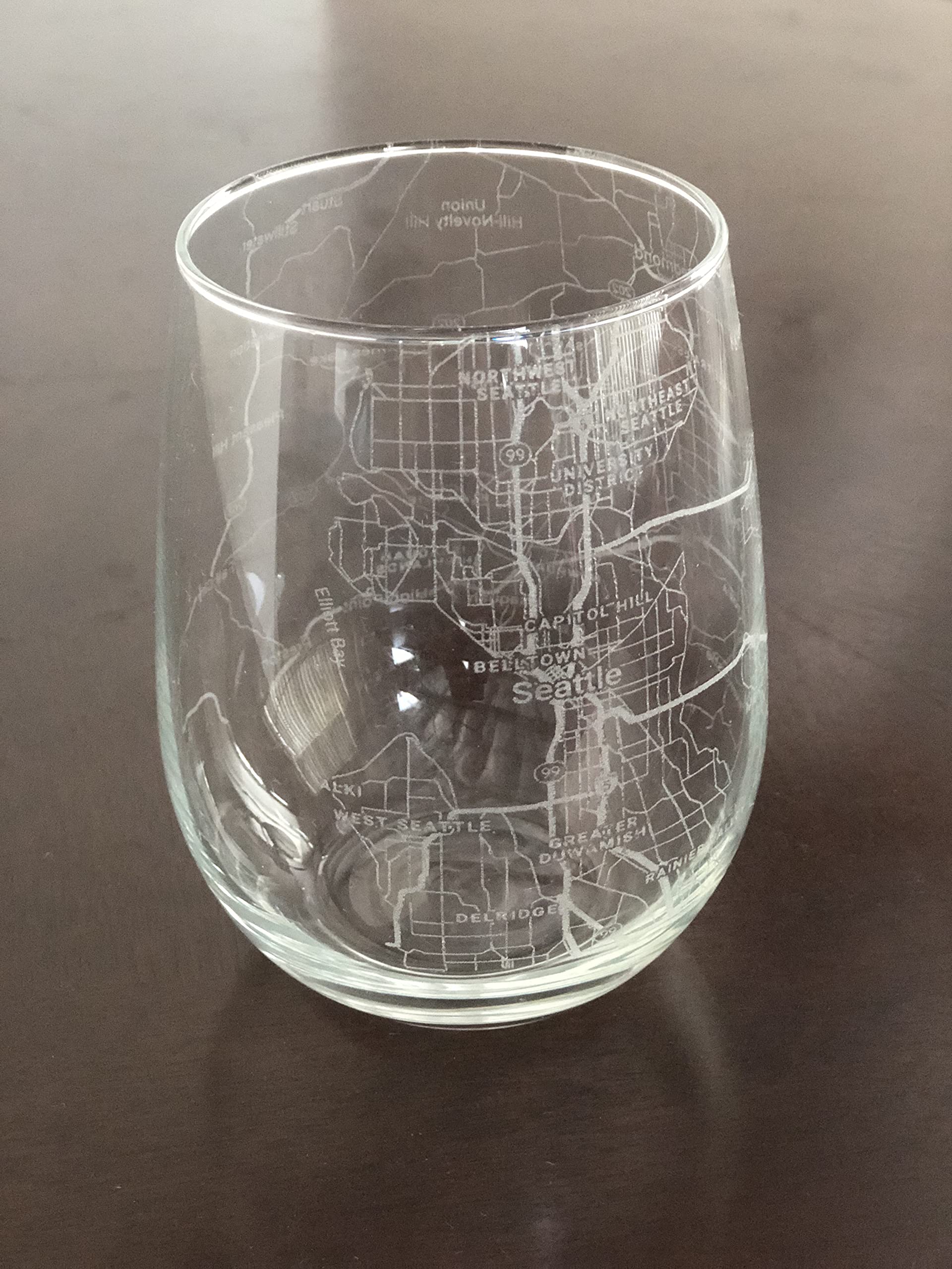 Stemless 17oz Wine Glass Urban City Map Seattle Washington