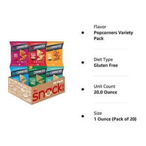 PopCorners Popped Corn Snacks, Sampler Pack Gluten Free, 1 Ounce (Pack of 20)