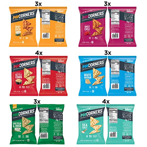 PopCorners Popped Corn Snacks, Sampler Pack Gluten Free, 1 Ounce (Pack of 20)