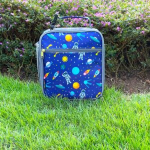 FlowFly Kids Lunch box Insulated Soft Bag Mini Cooler Back to School Thermal Meal Tote Kit for Girls, Boys, Astronaut