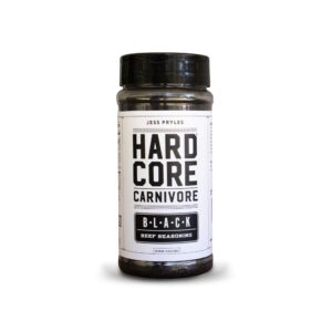 hardcore carnivore black: charcoal seasoning for steak, beef and bbq (large shaker)