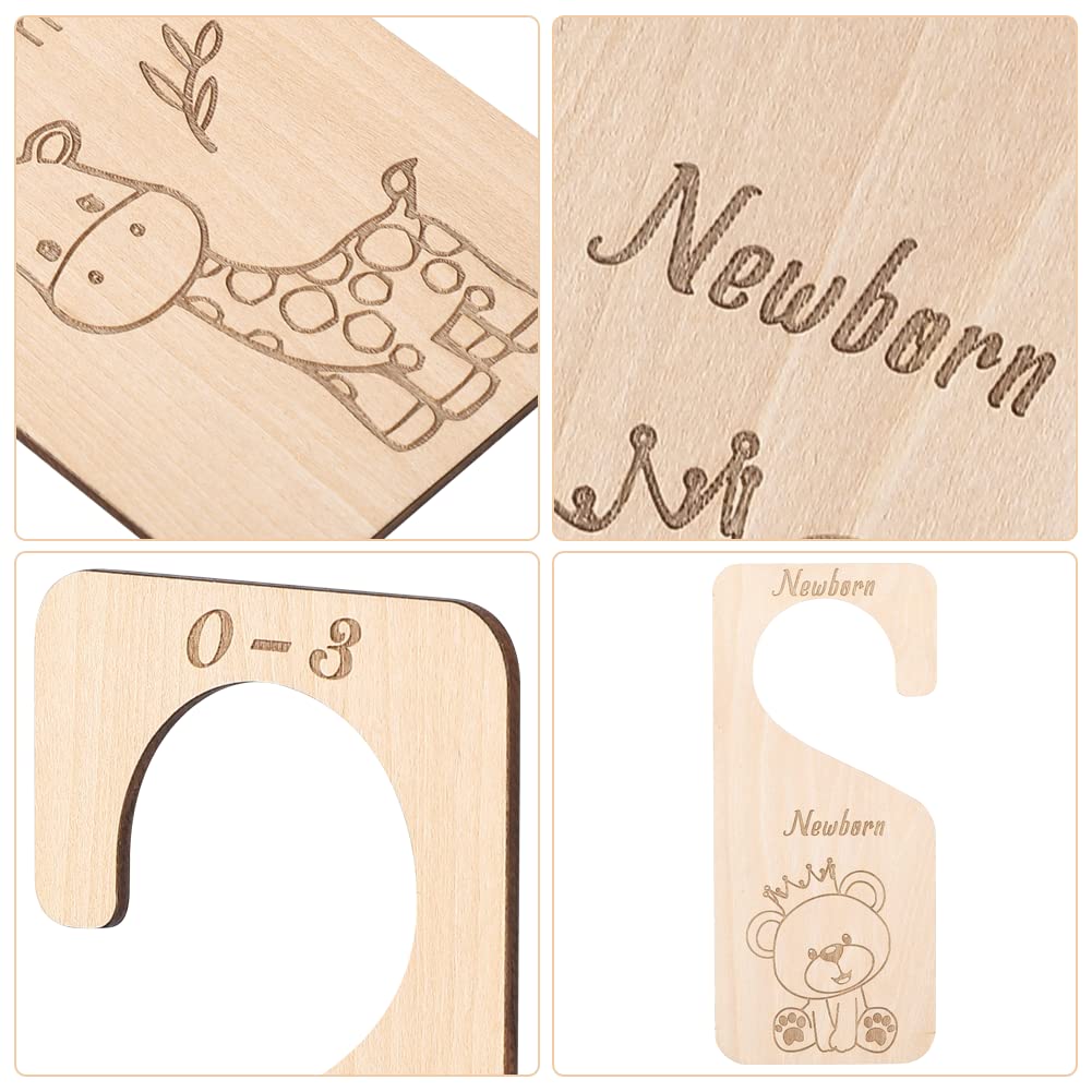 Gigicloud 7pcs Baby Closet Dividers for Clothes Organizer, Wooden Baby Closet Size Divider Organizer Set Clothing Dividers 0-24 Months Baby Clothes Size Hanger Organizer for Newborn Baby Clothes