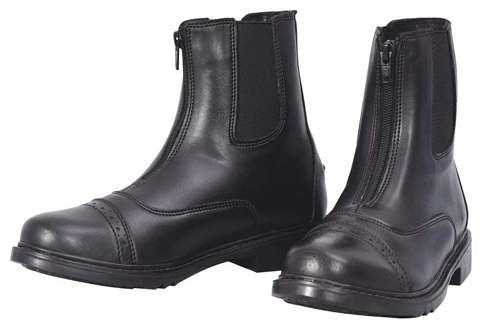 TuffRider Ladies Starter Front Zip Paddock Boots - Black - 7.5 - Wide