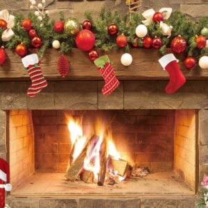 LTLYH 5x3ft Christmas Fireplace Theme Backdrop Merry Christmas Eve Photo Studio Backdrop Christmas Trees Xmas Gifts Backgrounds for Photography 109……