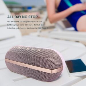 INSMY Portable Bluetooth Speakers, IPX7 Waterproof Floating 20W Wireless Speaker Loud Sound Rich Bass, Stereo Pairing Max 40W, 24 Hours Built-in Mic for Outdoors Camping Pool (Purple)