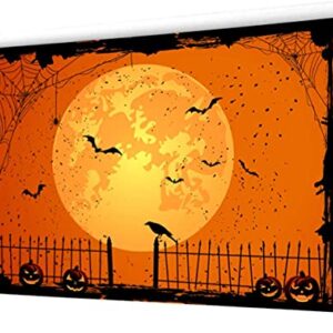 CHAIYA 7x5ft Happy Halloween Backdrop Jack O'Lantern Pumpkin Lantern Orange Night Moon Bat Spider Web Graveyard Fence Photography Background CY-126