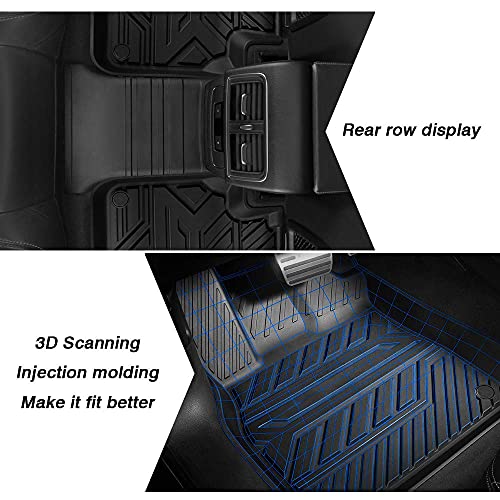 KUST Custom Fit Floor Mats for 2018-2023 Toyota Tacoma Double Cab (Only Auto) All Weather Floor Mats Liner 2 Row Full Set Liner TPE Black