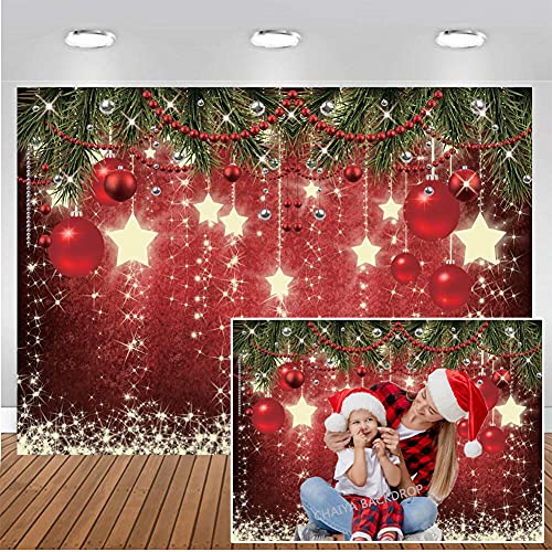 CHAIYA 8X6ft Red Christmas Backdrop Sparkling Stars Christmas Backdrops for Photography Glittering Stars Kids Christmas Backdrop for Pictures New Year Backdrop for Party Decorations cy128