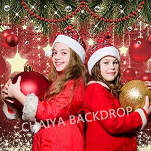 CHAIYA 8X6ft Red Christmas Backdrop Sparkling Stars Christmas Backdrops for Photography Glittering Stars Kids Christmas Backdrop for Pictures New Year Backdrop for Party Decorations cy128