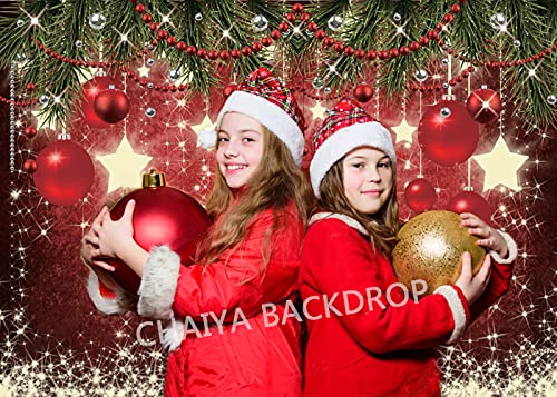 CHAIYA 8X6ft Red Christmas Backdrop Sparkling Stars Christmas Backdrops for Photography Glittering Stars Kids Christmas Backdrop for Pictures New Year Backdrop for Party Decorations cy128