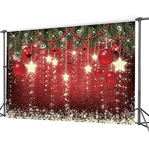 CHAIYA 8X6ft Red Christmas Backdrop Sparkling Stars Christmas Backdrops for Photography Glittering Stars Kids Christmas Backdrop for Pictures New Year Backdrop for Party Decorations cy128