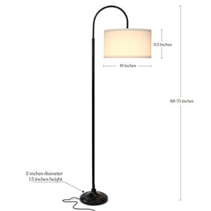 Brightech Nora Bright Arc Tall Lamp, Contemporary LED Floor Lamp, Standing Lamp for Living Rooms & Offices, Mid-Century Modern Standing Lamp with Heavy Base for Bedroom - Black