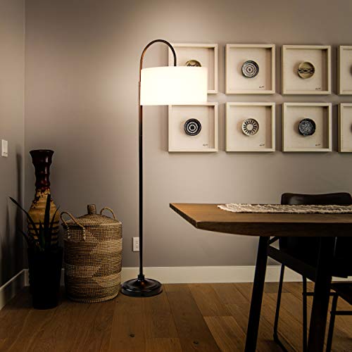 Brightech Nora Bright Arc Tall Lamp, Contemporary LED Floor Lamp, Standing Lamp for Living Rooms & Offices, Mid-Century Modern Standing Lamp with Heavy Base for Bedroom - Black