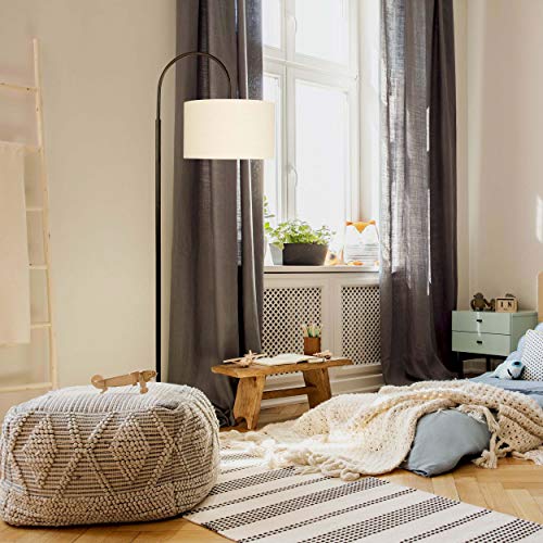 Brightech Nora Bright Arc Tall Lamp, Contemporary LED Floor Lamp, Standing Lamp for Living Rooms & Offices, Mid-Century Modern Standing Lamp with Heavy Base for Bedroom - Black