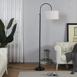 Brightech Nora Bright Arc Tall Lamp, Contemporary LED Floor Lamp, Standing Lamp for Living Rooms & Offices, Mid-Century Modern Standing Lamp with Heavy Base for Bedroom - Black