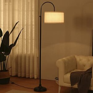 Brightech Nora Bright Arc Tall Lamp, Contemporary LED Floor Lamp, Standing Lamp for Living Rooms & Offices, Mid-Century Modern Standing Lamp with Heavy Base for Bedroom - Black