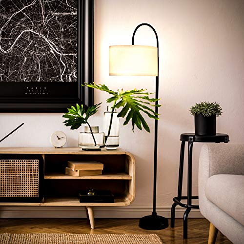 Brightech Nora Bright Arc Tall Lamp, Contemporary LED Floor Lamp, Standing Lamp for Living Rooms & Offices, Mid-Century Modern Standing Lamp with Heavy Base for Bedroom - Black