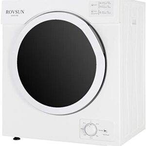 ROVSUN 13LBS Portable Clothes Dryer, 3.2 Cu. Ft Tumble Laundry Dryer Machine with Stainless Steel Tub, Easy Control Knob, 7 Drying Modes-1500W, White