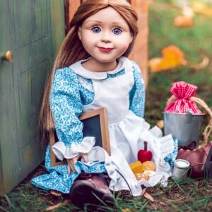 THE QUEEN'S TREASURES 18 Inch Doll Accessories, Little House on The Prairie 18 Inch 8 Piece Doll School Lunch & Accessory Set, Compatible for Use with American Girl Dolls