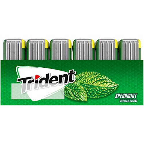 Trident Spearmint Sugar Free Gum, 6 Pocket Packs of 28 Pieces (168 Total Pieces)