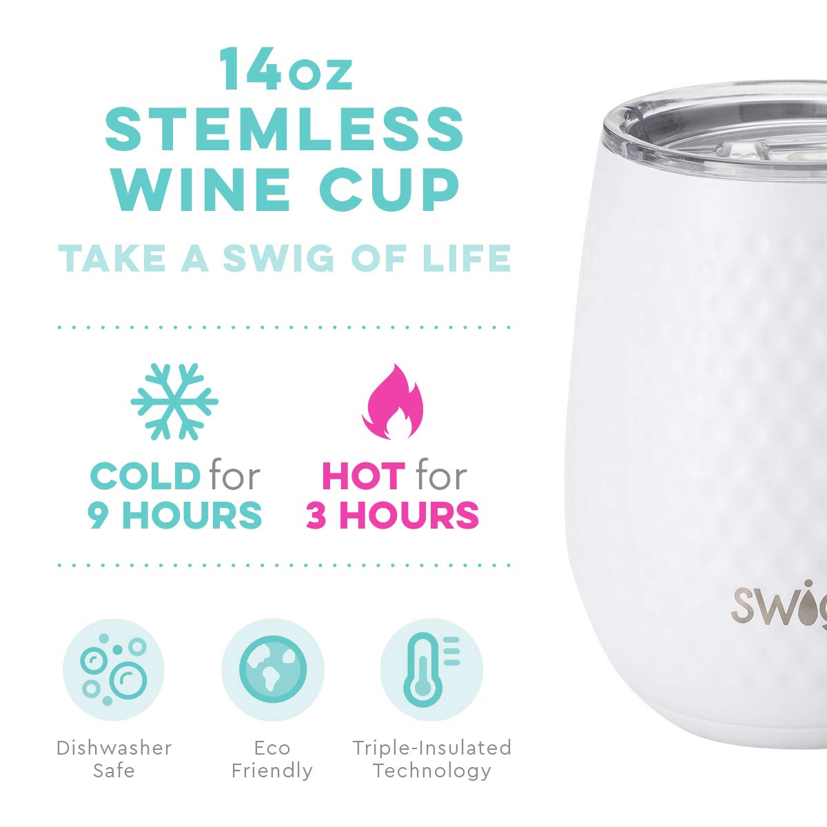 Swig Life Golf AM+PM Gift Set, Includes (1) 18oz Travel Mug + (1) 14oz Stemless Wine Tumbler