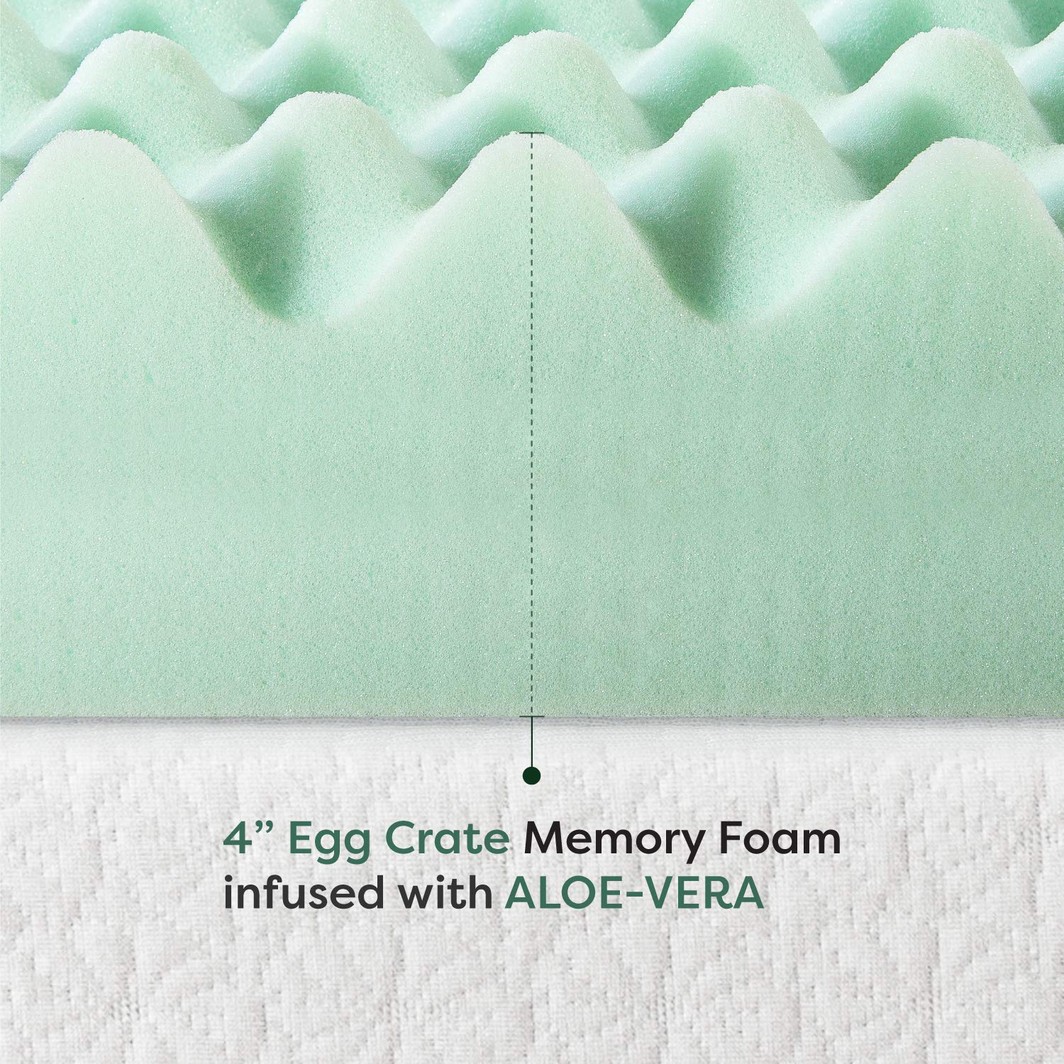 Best Price Mattress 4 Inch Egg Crate Memory Foam Mattress Topper with Calming Aloe Infusion, CertiPUR-US Certified, Twin, Green