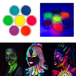 Water Activated UV Reactive Hydra Eyeliner, ONMAY 7 Color Aqua Eye Liner Glow in the Blacklight Body Face Paint Makeup Kit - Neon Bundle