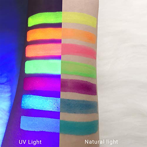 Water Activated UV Reactive Hydra Eyeliner, ONMAY 7 Color Aqua Eye Liner Glow in the Blacklight Body Face Paint Makeup Kit - Neon Bundle