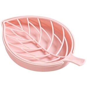 Lele 3 Color Soap Dishes,Leaf-Shaped Shower Soap bar Holder with Draining Tray,Fashionable Soap Dishes for Shower Kitchen