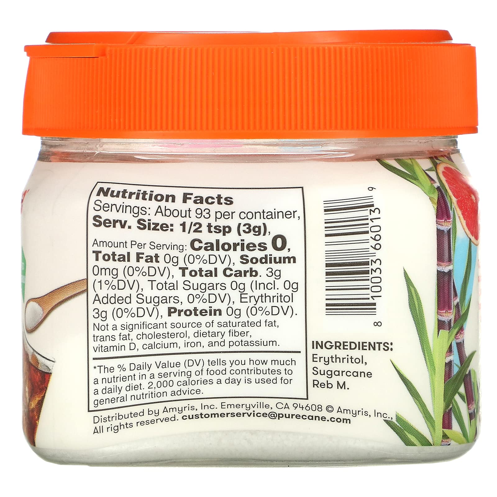 Purecane, Spoonable Family Canister, Sugar Substitute, 9.8 Oz