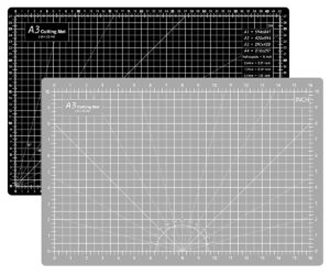 headley tools 18"x12" thickened self healing cutting mat, a3 rotary cutting sewing mat for crafts, double sided 5-ply table cutting board for fabric quilting leather hobby project, grey/black