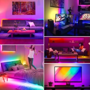 BTF-LIGHTING Chasing Effect WS2811 IC LED Strip Light with Bluetooth Music APP Control 5050RGB Addressable IC Flexible Multicolor 65FT Rope Light for Room TV Bedroom Party Kitchen with 12V Adapter