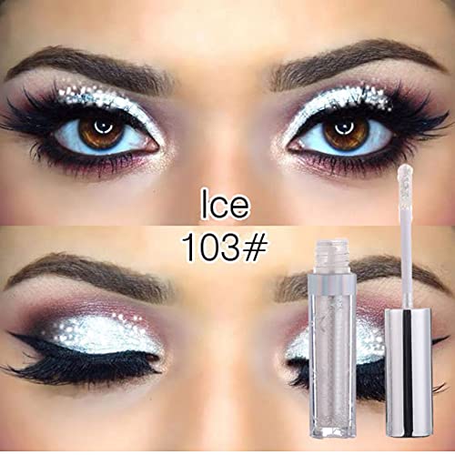 Hotiary Glitter Liquid Eyeshadow Metallic Pigments Shimmer Makeup Metals Gloss for Eyes Eyeliners Sparkling Eye Shadow Shiny Pen Eyeliner Kit Long Lasting Waterproof (Silver)