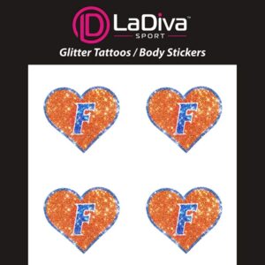 Florida Gators Heart Glitter Tattoo 4-pack