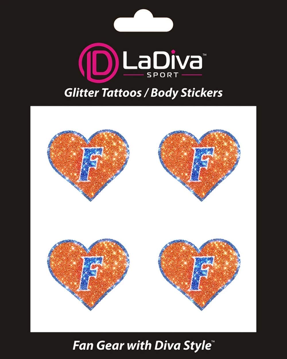 Florida Gators Heart Glitter Tattoo 4-pack